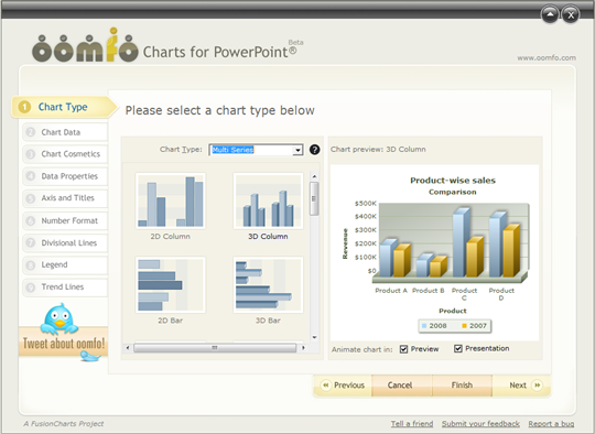 Add animated, interactive charts and graphs to PowerPoint presentations